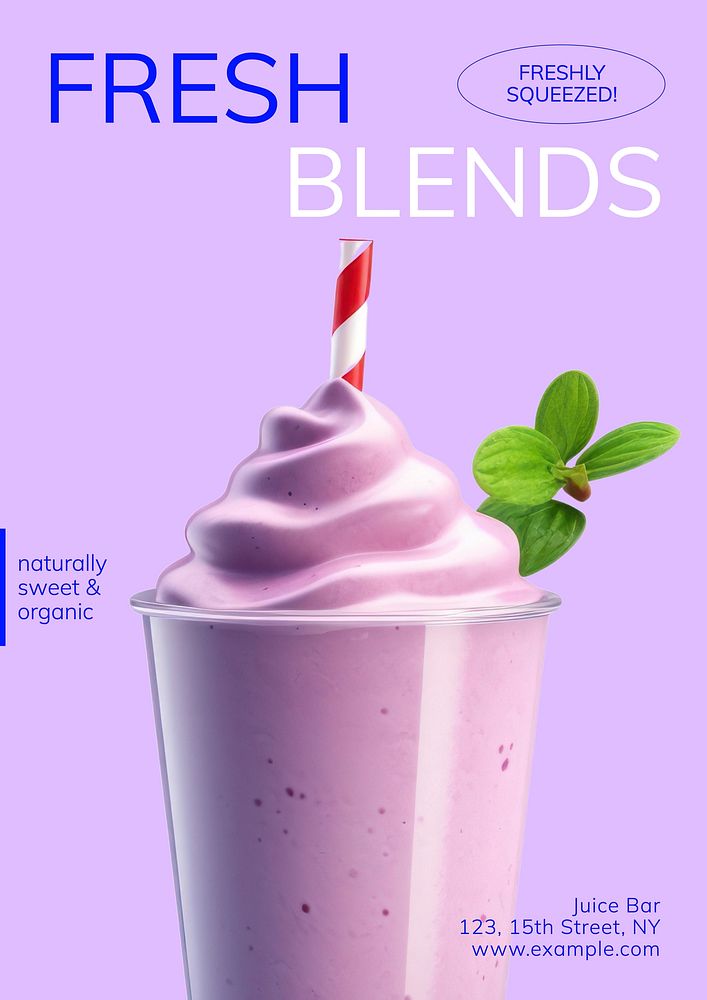 Fresh fruit blends poster template | Free Photo - rawpixel