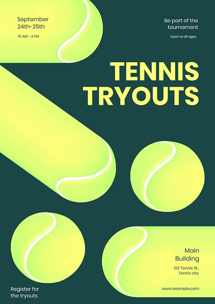 Tennis tryouts poster template | Free Photo - rawpixel