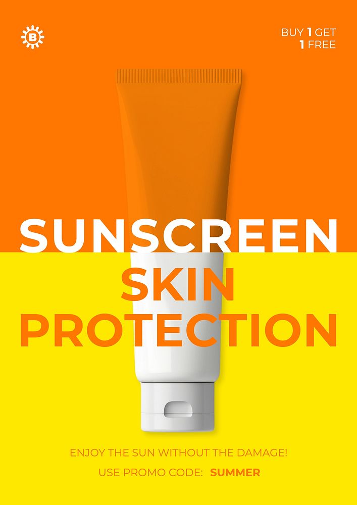 Sunscreen advertisement poster template | Free Photo - rawpixel