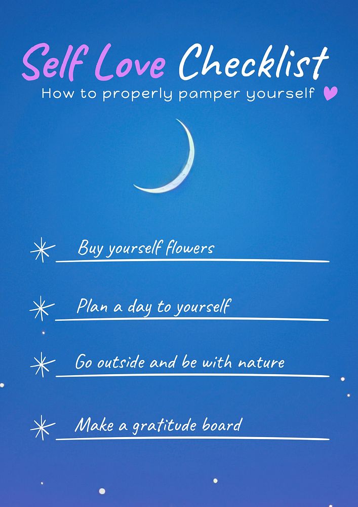 Self love checklist poster template | Free Photo - rawpixel