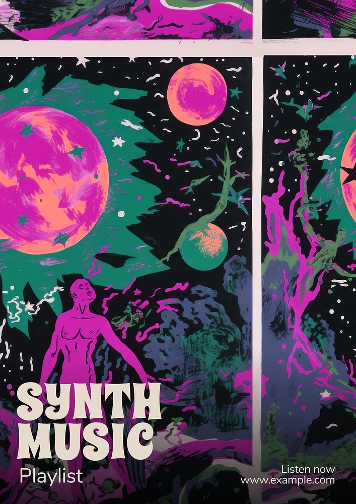 Synth music poster template | Free Photo - rawpixel