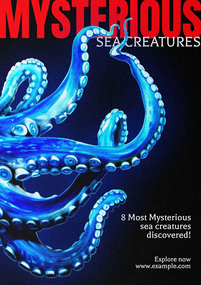 Mysterious sea creatures poster template | Free Photo - rawpixel