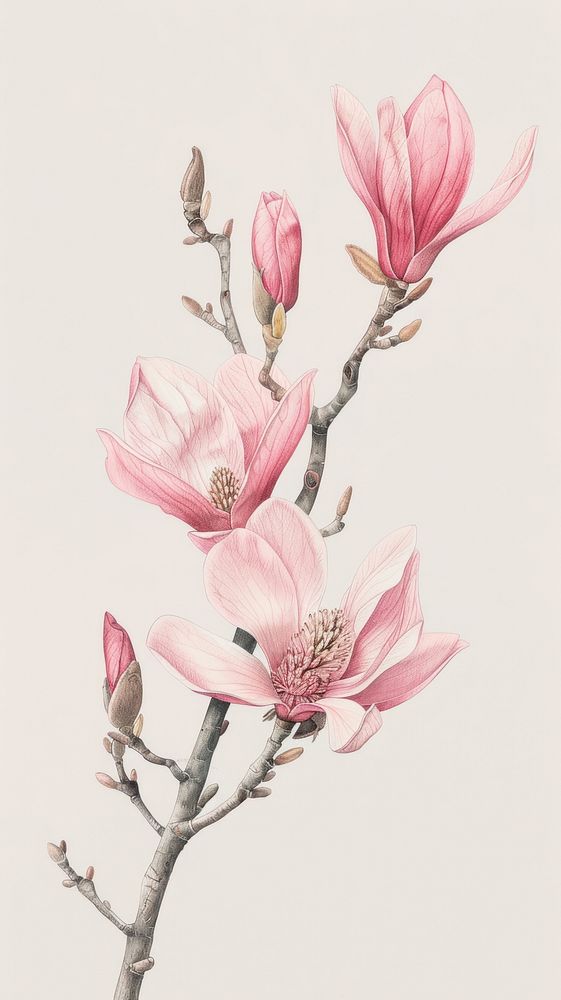 Wallpaper magnolia drawing sketch illustrated. | Free Photo ...