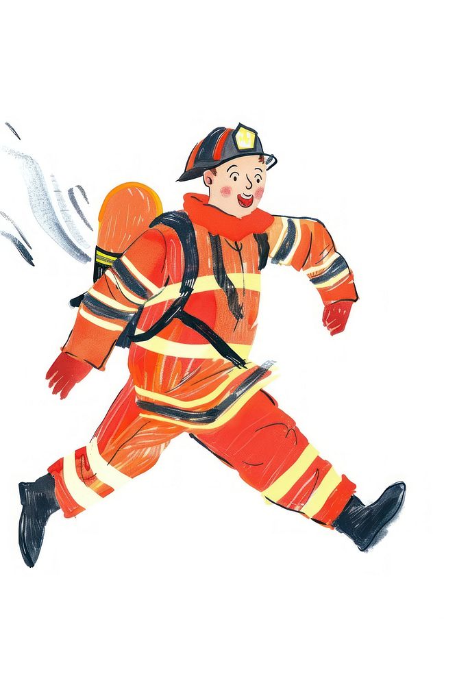 Cute fireman running illustration performer | Free Photo Illustration ...