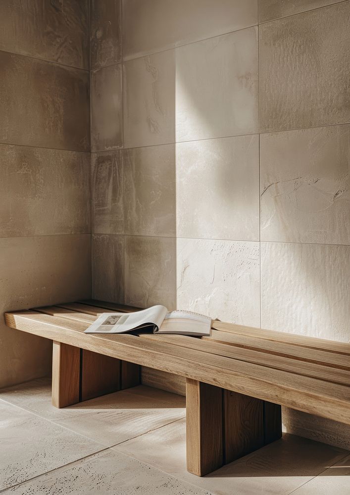 minimalist modern bathroom bench wood | Free Photo - rawpixel
