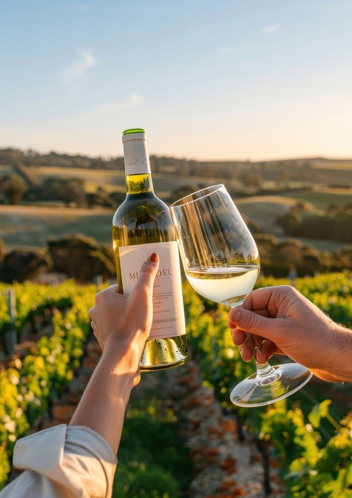 Wine bottle and glass vineyard | Free Photo - rawpixel