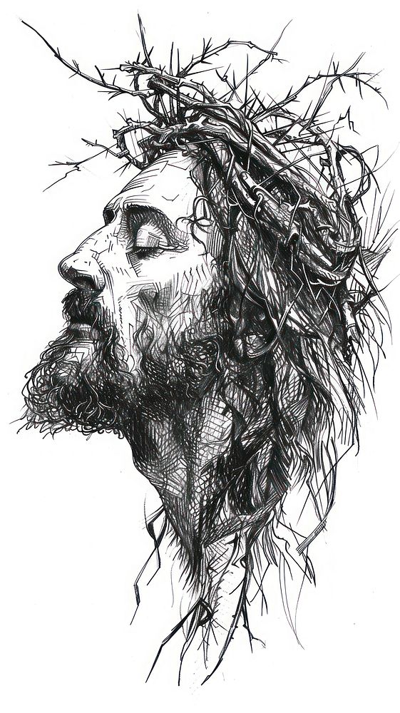 Ink drawing jesus illustrated sketch | Free Photo Illustration - rawpixel