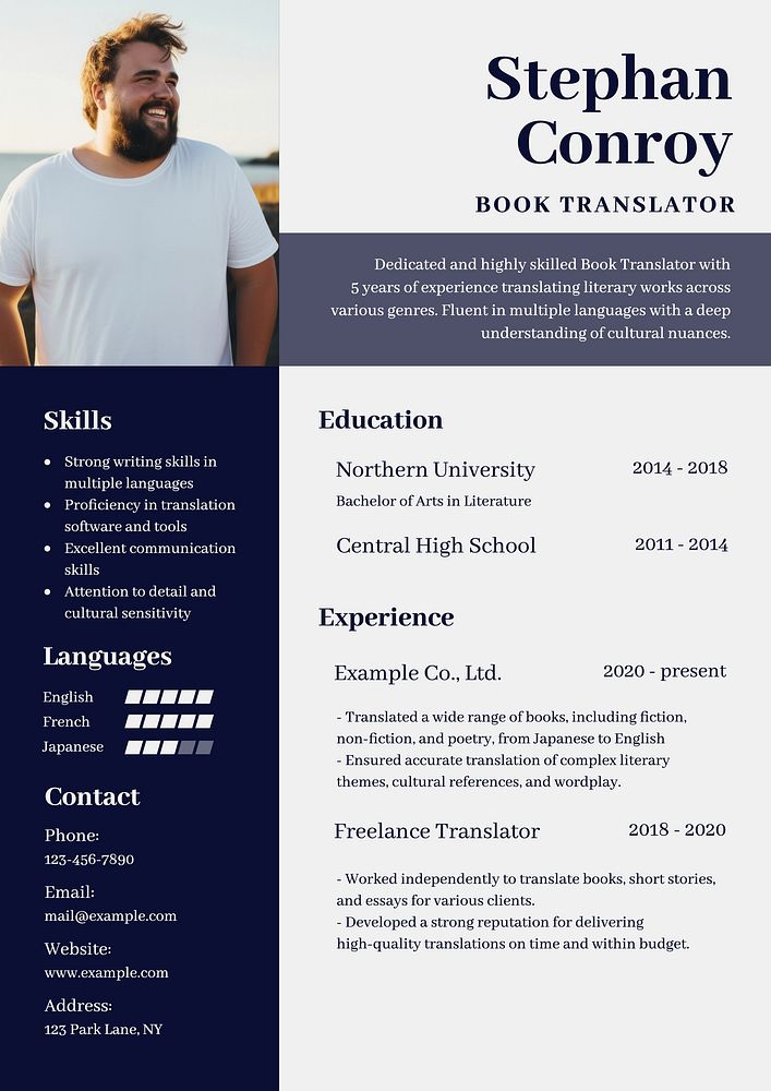 Book translator resume template | Free Photo - rawpixel