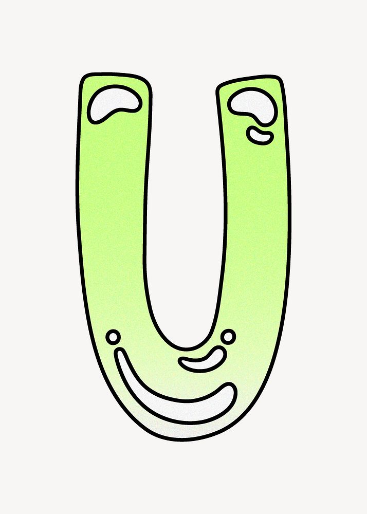 Letter U, cute funky lime | Free Photo Illustration - rawpixel