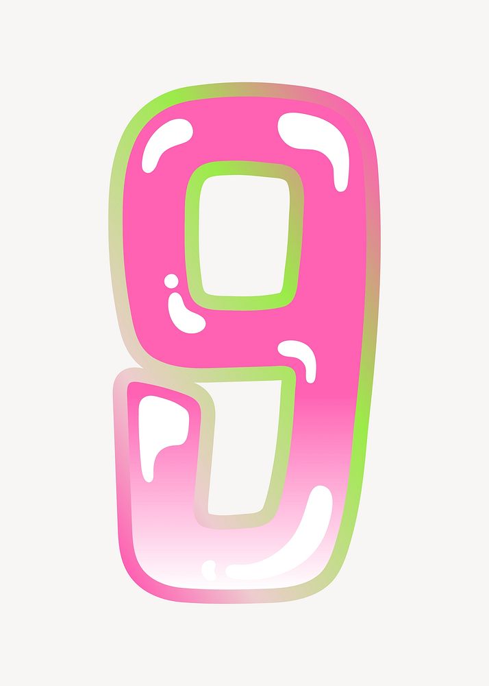 Number 9 cute cute funky | Free Photo Illustration - rawpixel