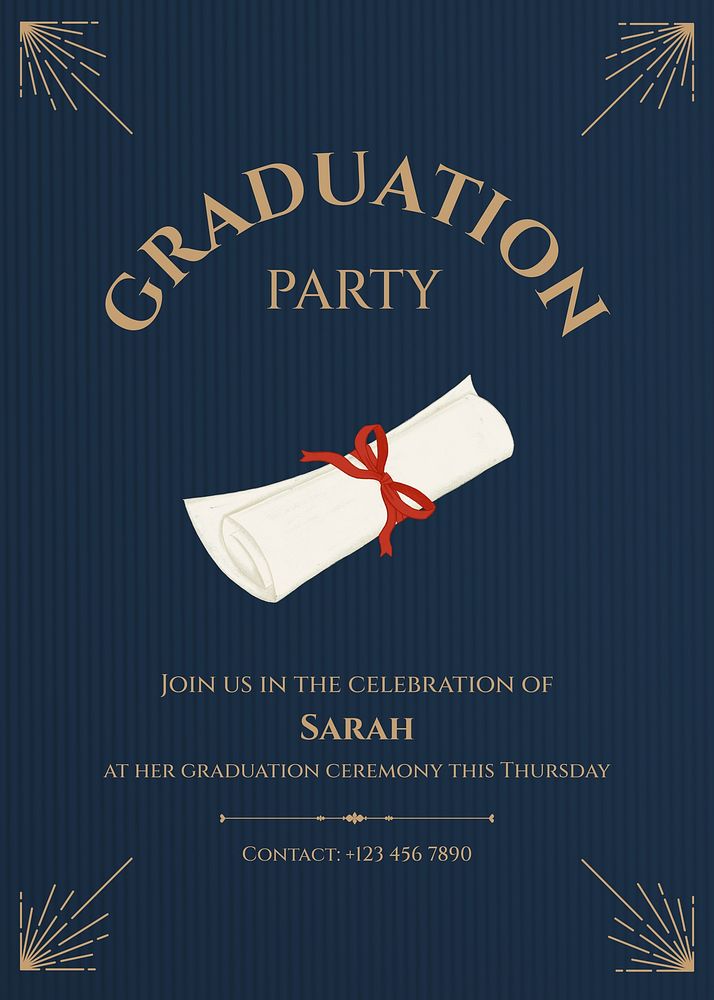 Graduation commencement invitation card template | Free Photo - rawpixel