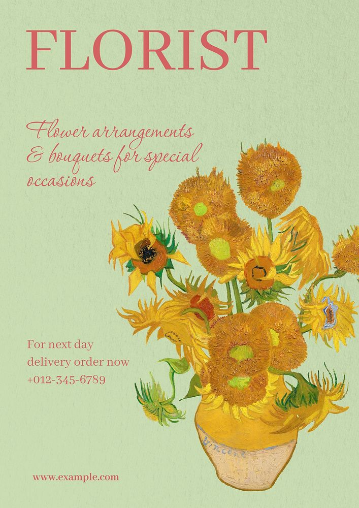 Florist poster template & design | Free Photo - rawpixel