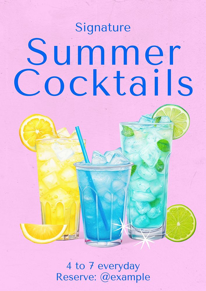 Summer cocktails poster template | Free Photo - rawpixel