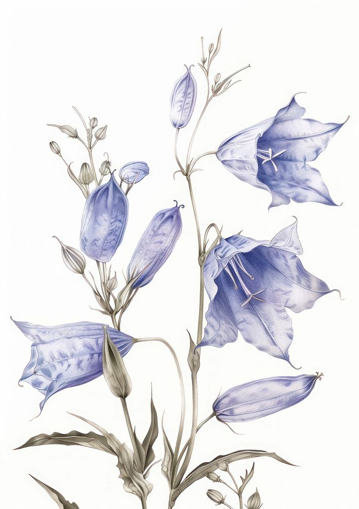 Bellflower flowers drawing illustrated blossom. | Free Photo ...