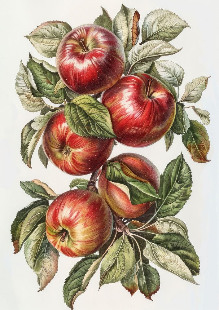 Apples orchard painting produce fruit. | Free Photo Illustration - rawpixel