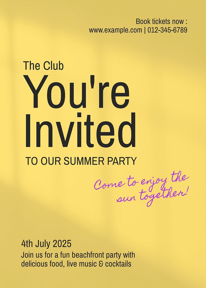 Summer party invitation card template | Free Photo - rawpixel