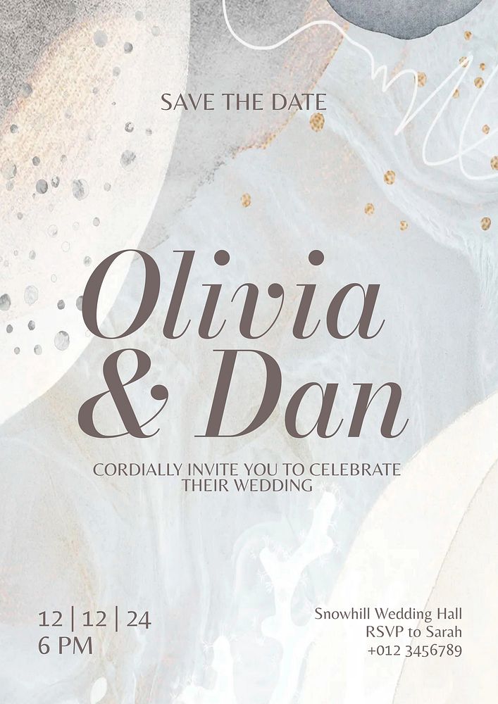Wedding invitation ceremony poster template, | Free Photo - rawpixel