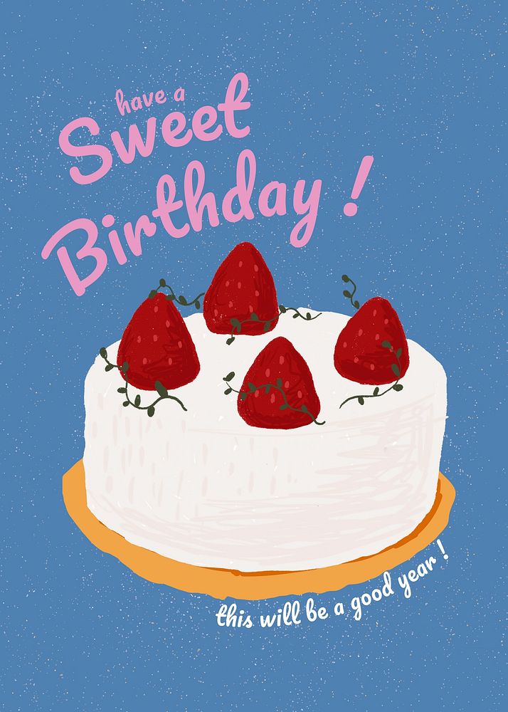 Birthday cake invitation card template, | Free Photo - rawpixel