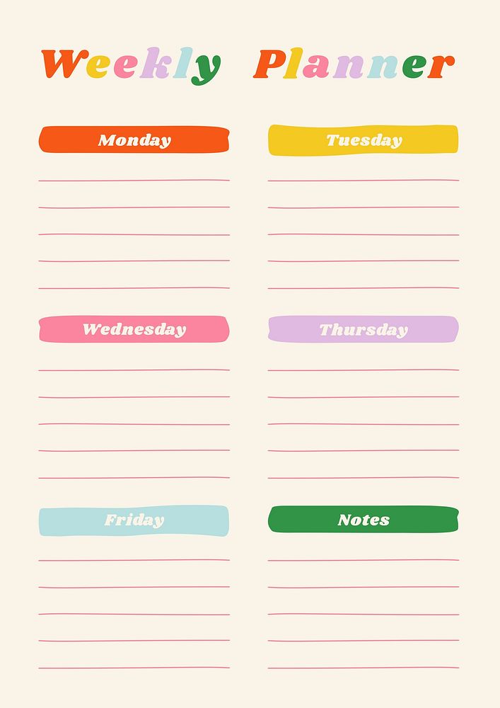 Weekly planner template | Free Photo - rawpixel