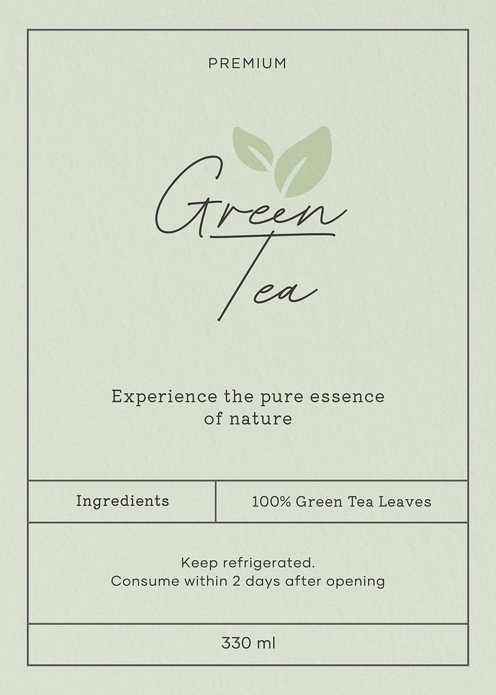 Green tea label template | Free Photo - rawpixel