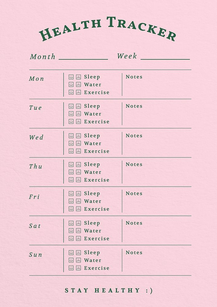 Health tracker planner template, editable | Free Photo - rawpixel