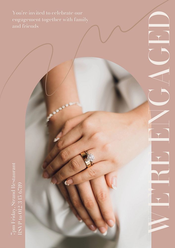 We're engaged poster template & | Free Photo - rawpixel