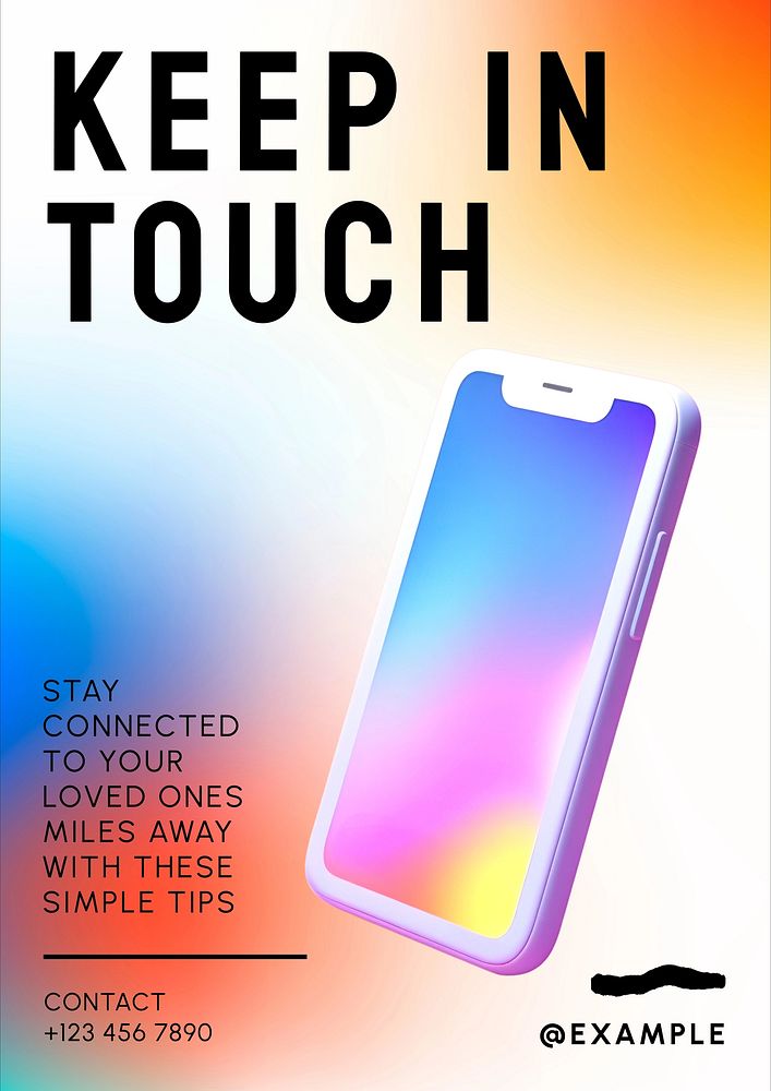 Keep in touch poster template | Free Photo - rawpixel