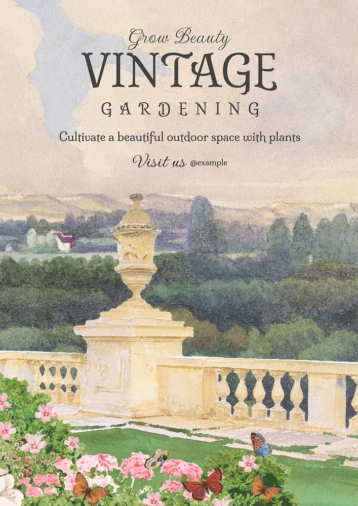 Vintage gardening poster template and | Free Photo - rawpixel