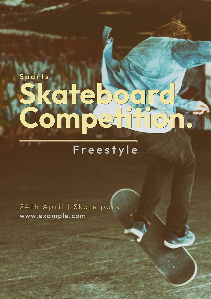 Skateboard competition poster template | Free Photo - rawpixel