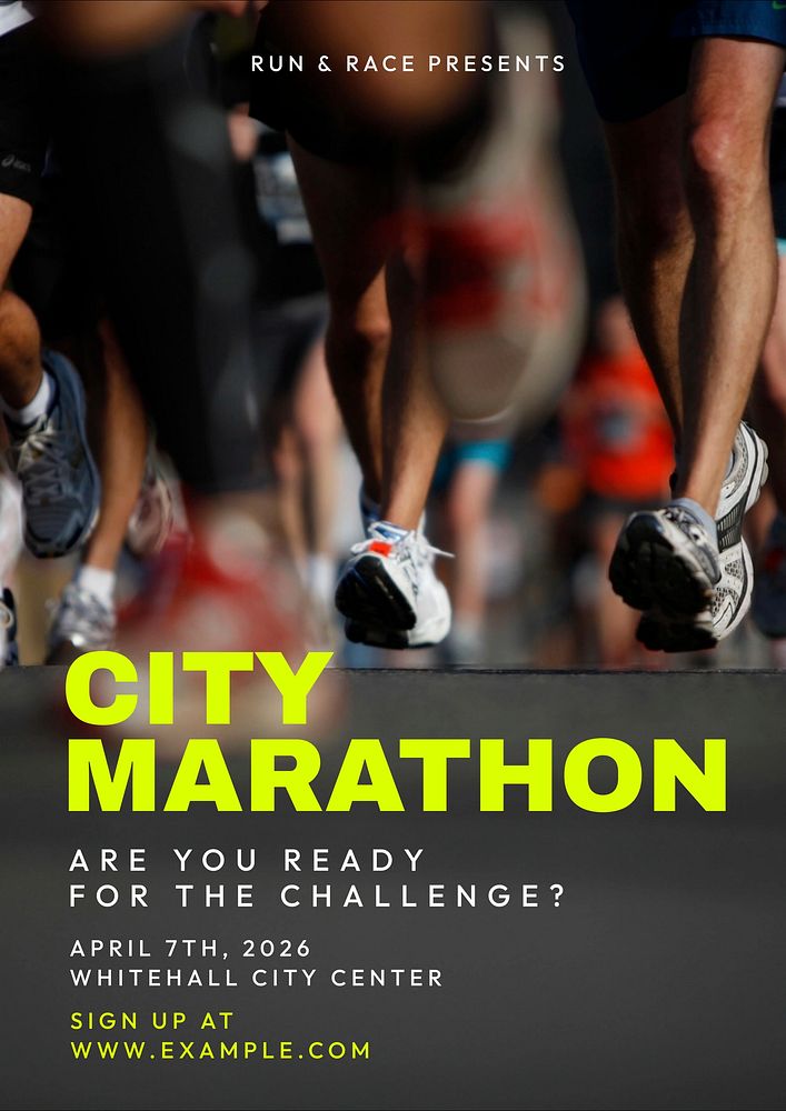 Marathon running poster template | Free Photo - rawpixel