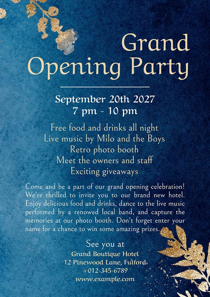 Grand opening party poster template | Free Photo - rawpixel