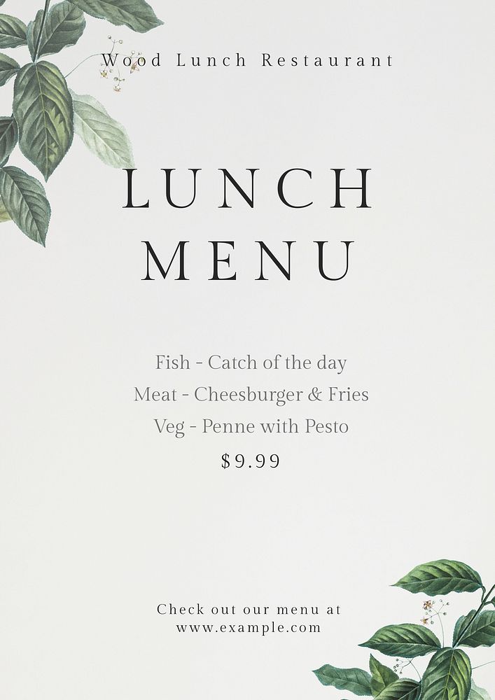 Lunch menu poster template | Free Photo - rawpixel