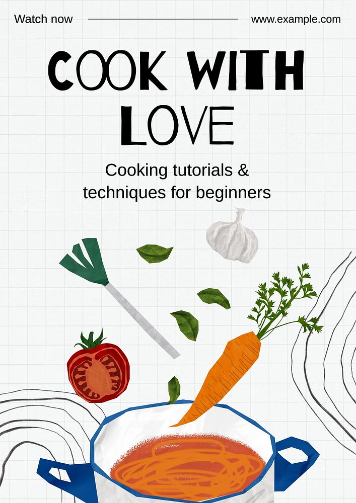 Cook with love poster template | Free Photo - rawpixel