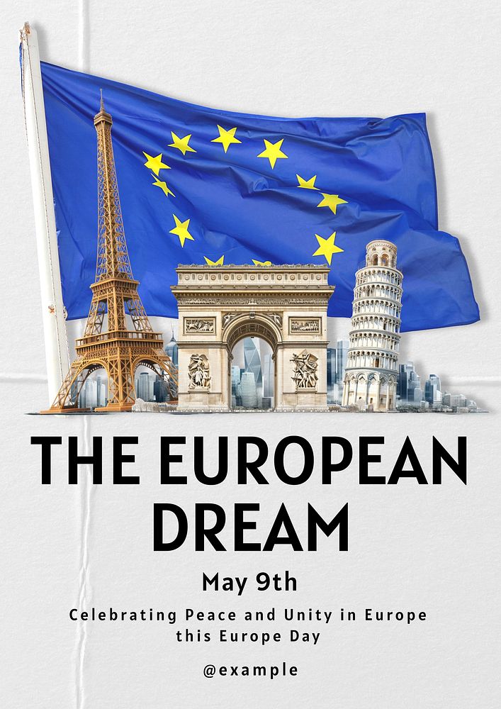 Europe Day poster template | Free Photo - rawpixel