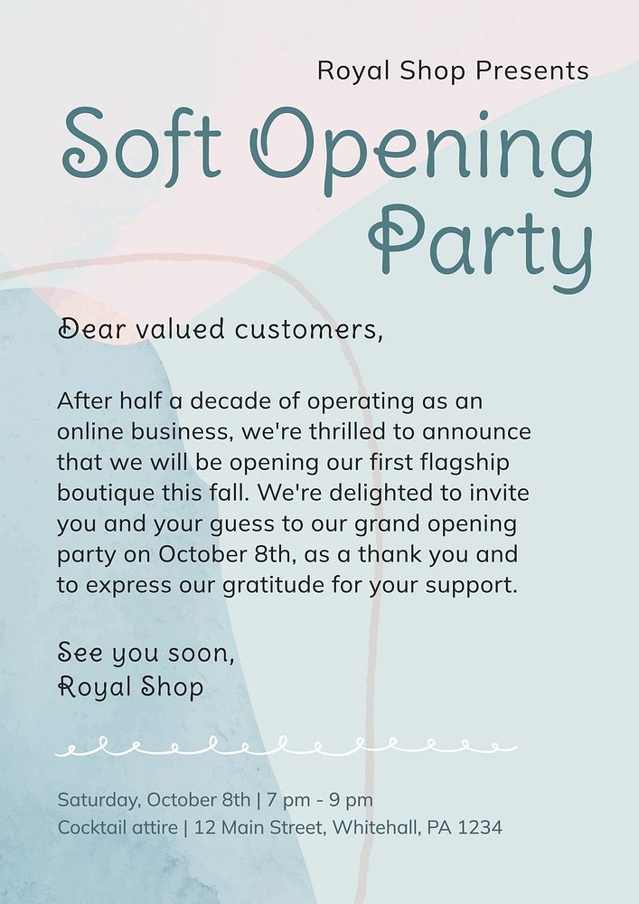 Soft opening party poster template | Free Photo - rawpixel