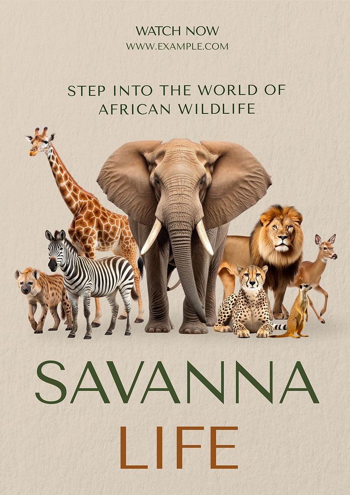 Savanna life poster template and | Free Photo - rawpixel