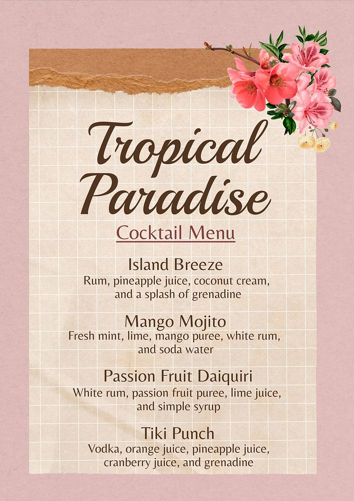 Cocktail menu poster template | Free Photo - rawpixel