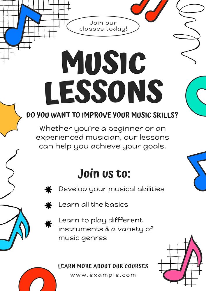 Music lessons poster template design | Free Photo - rawpixel