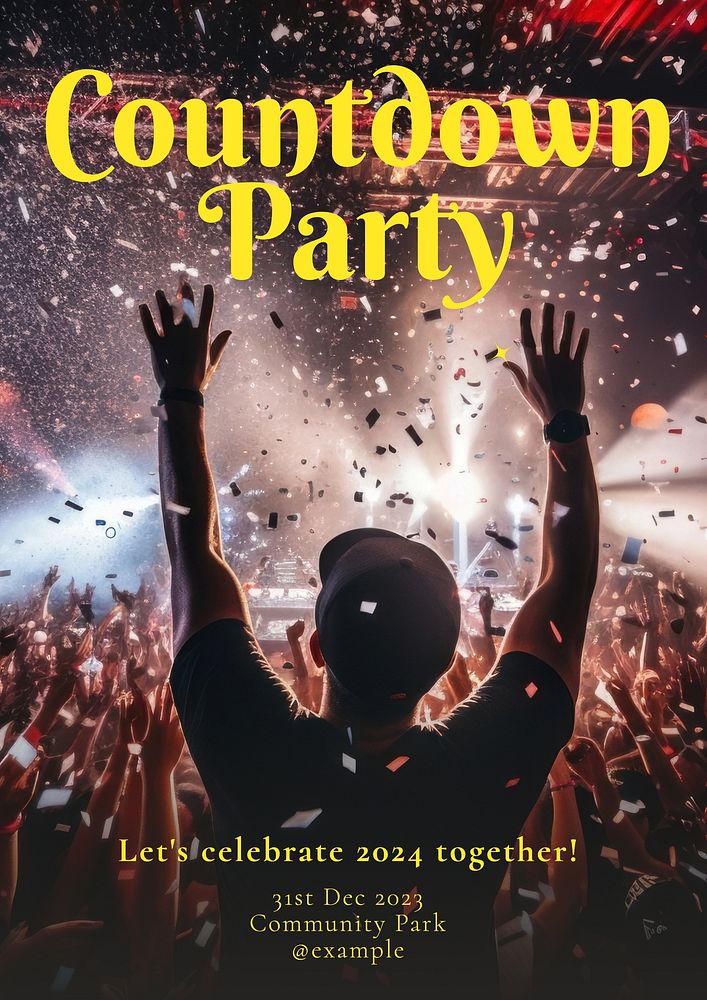 Countdown party poster template | Free Photo - rawpixel