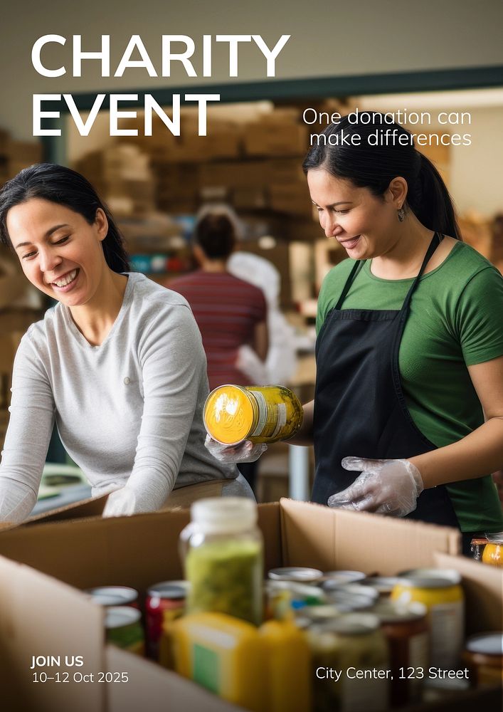 Charity event poster template | Free Photo - rawpixel
