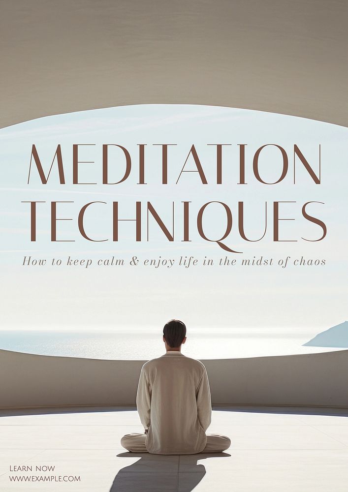 Meditation techniques poster template | Free Photo - rawpixel