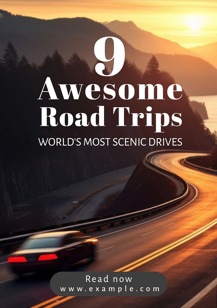 Awesome road trip poster template | Free Photo - rawpixel