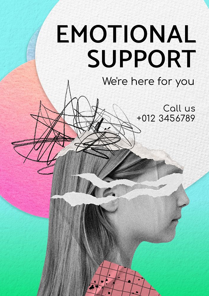 Emotional support poster template design | Free Photo - rawpixel