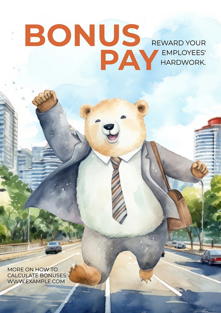 Bonus pay poster template | Free Photo - rawpixel