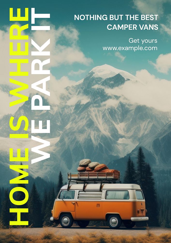 Camper vans poster template | Free Photo - rawpixel