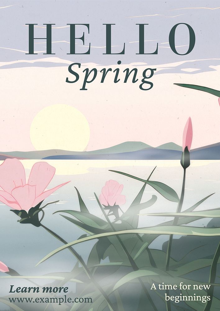 Hello spring poster template | Free Photo - rawpixel
