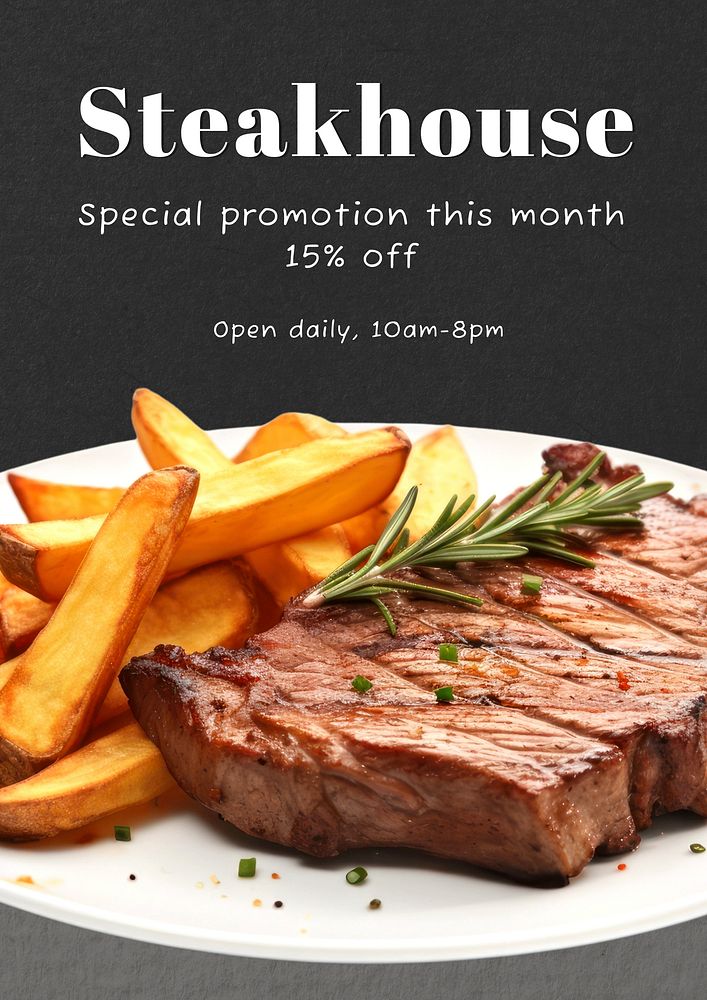 Steakhouse restaurant poster template and | Free Photo - rawpixel