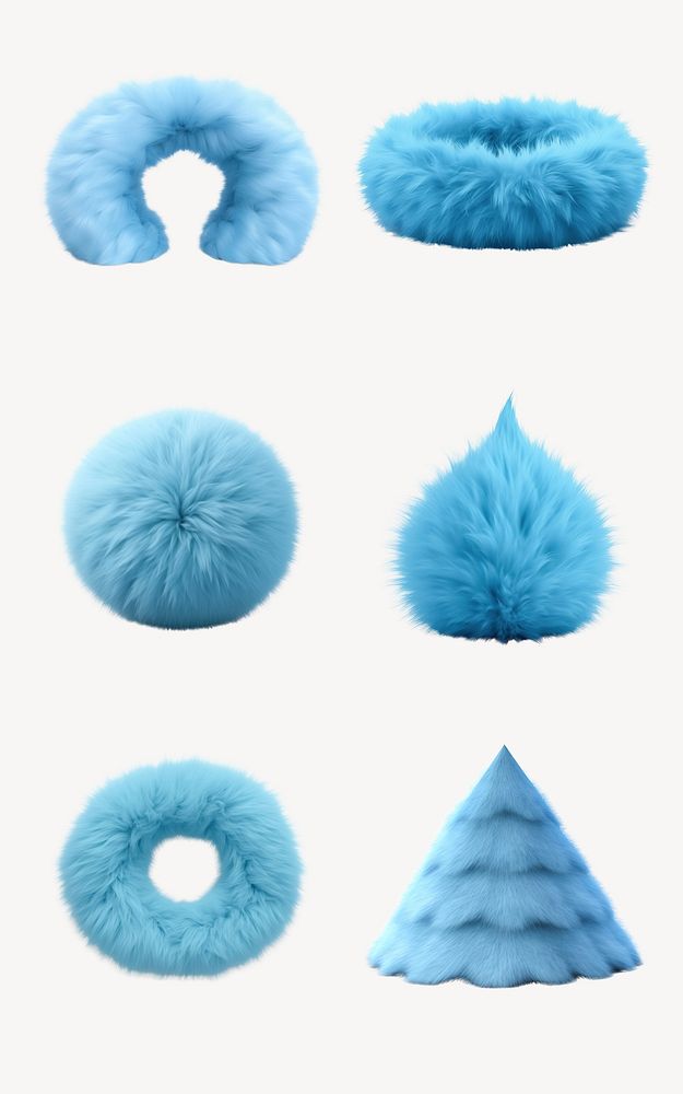 Random blue fluffy object set | Free Photo - rawpixel