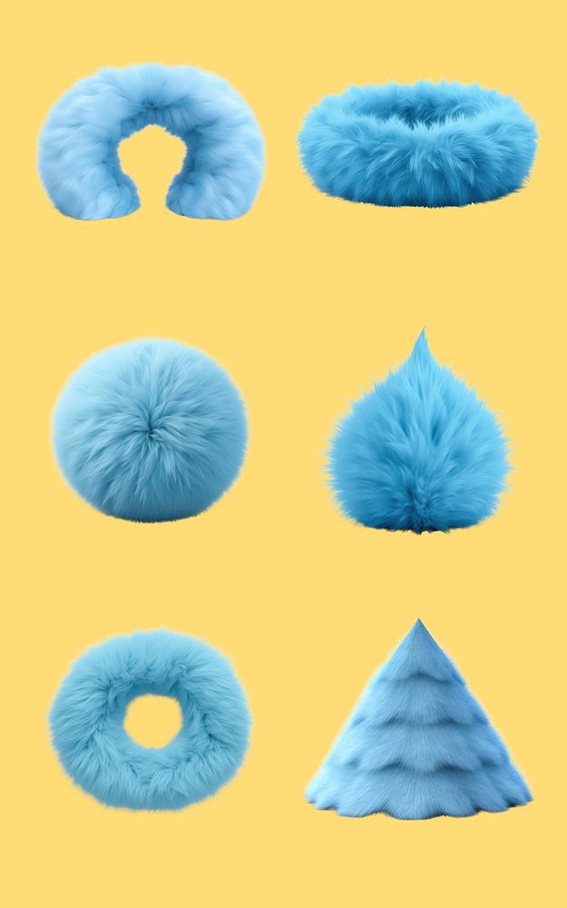 Random blue fluffy object set | Free Photo - rawpixel
