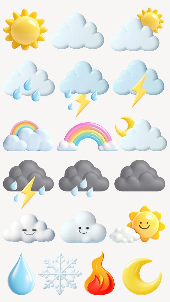 3D weather element set | Free Photo - rawpixel
